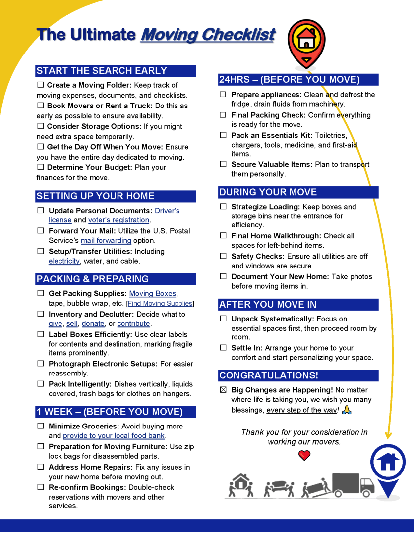 THE ULTIMATE MOVING MOVING CHECKLIST (FREE DOWNLOAD)